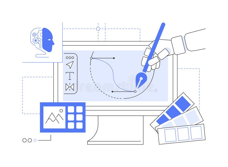 AI-Enhanced Graphic Design Abstract Concept Vector Illustration. Stock ...