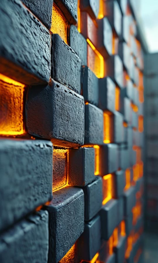 Brick Wall with Fire Burning in it Stock Illustration - Illustration of ...