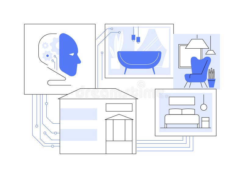 AI-Enhanced Interior Design Abstract Concept Vector Illustration. Stock ...