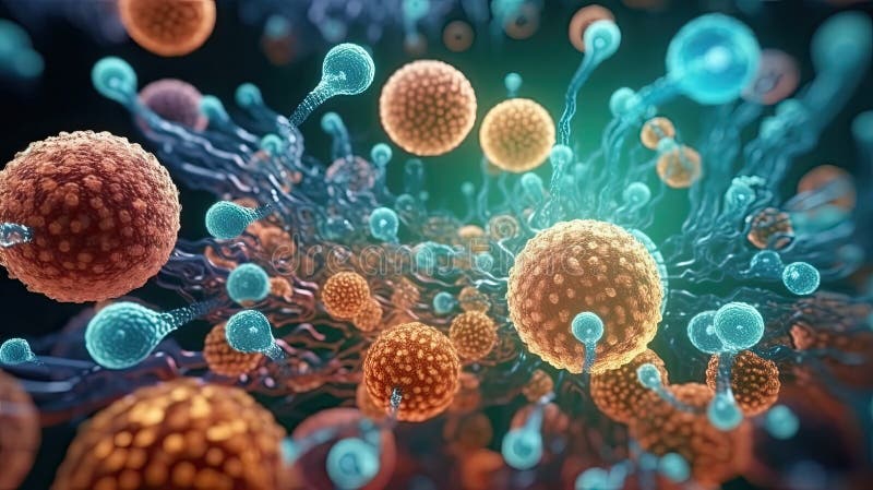 AI-Enhanced Microscopic Cell Imagery Stock Illustration - Illustration ...