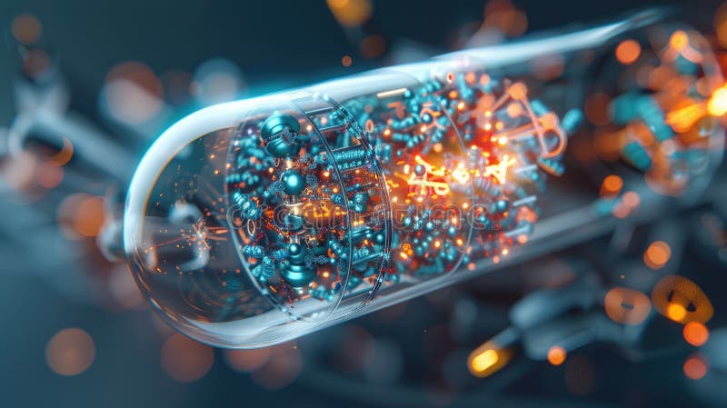 AI-Enhanced Pill Concept with Futuristic Technology Inside. Stock Photo ...
