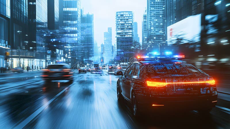 AI-Enhanced Public Safety Systems a City Equipped. Stock Illustration ...