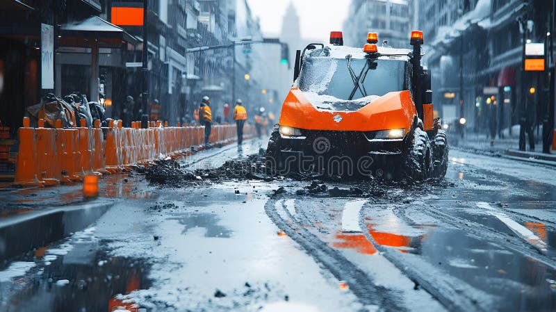 AI-Enhanced Road Maintenance Systems a City Where. Stock Illustration ...