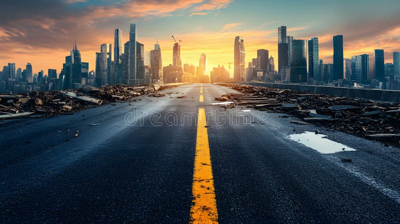 AI-Enhanced Road Maintenance Systems a City Where. Stock Illustration ...