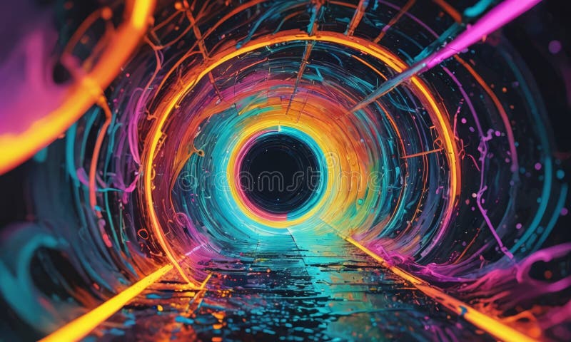 Colorful Tunnel with Bright Lights Stock Illustration - Illustration of ... Colorful Tunnel with Bright Lights Stock Illustration - Illustration of ...