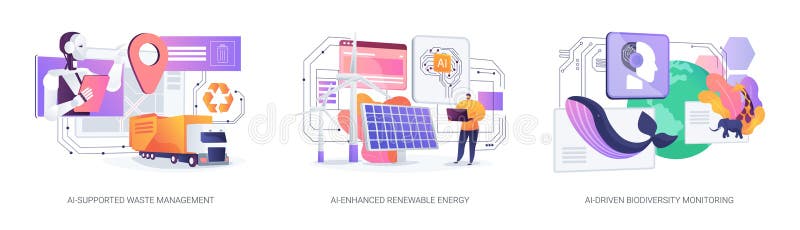 AI for Environmental Issues Abstract Concept Vector Illustrations ...