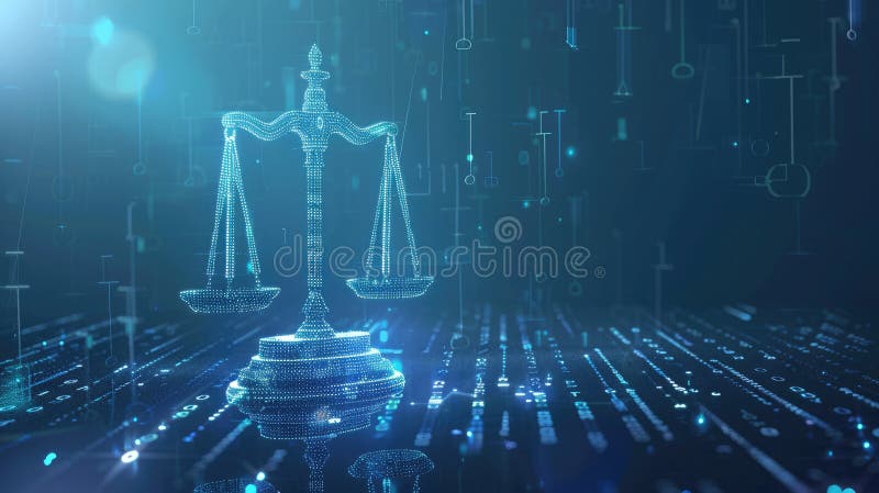 AI Ethics Concept Illustrated by Binary Code Forming a Balance Scale ...