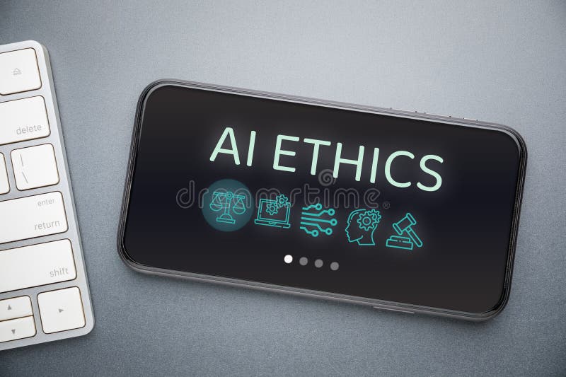 AI Ethics Concept, Text on Smartphone Stock Image - Image of governance ...