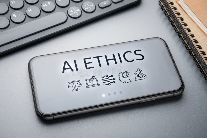 AI Ethics Concept, Text on Smartphone Stock Photo - Image of prevent ...