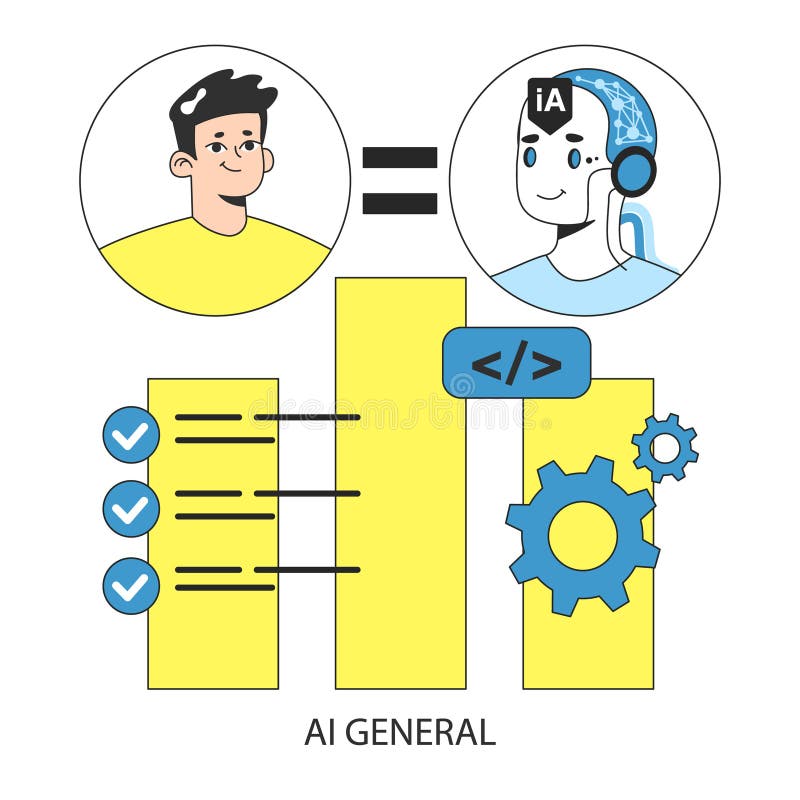 AI Ethics. Man Equated with Artificial General Intelligence or AGI ...