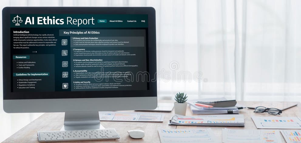 AI Ethics Responsibility Standard Law and Rules on Computer Screen ...