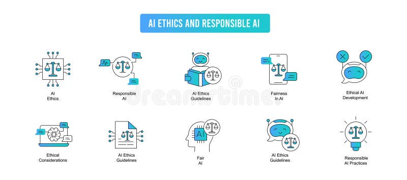 AI Ethics and Responsible AI Stock Illustration - Illustration of ...
