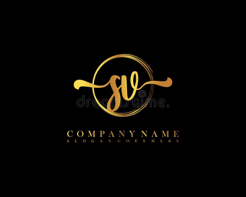 SV Initial Handwriting Logo Circle Hand Drawn Template Vector Stock ...