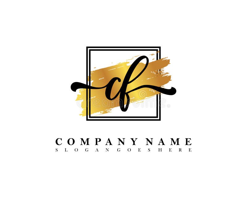 CF Initial Handwriting Logo and Gold Brush Template Stock Vector ...