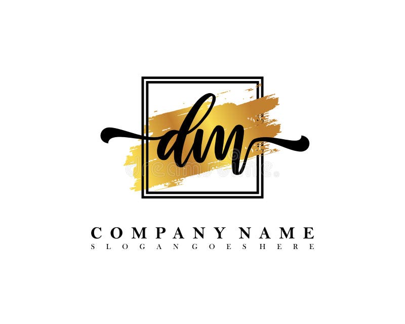 DM Initial Handwriting Logo and Gold Brush Template Stock Vector ...