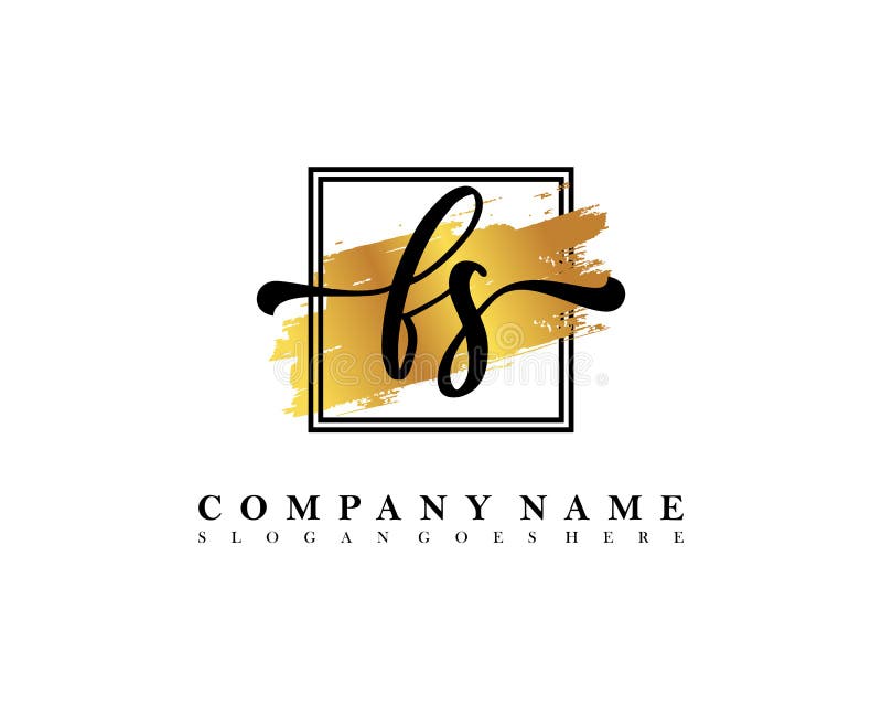 FS Initial Handwriting Logo and Gold Brush Template Stock Vector ...