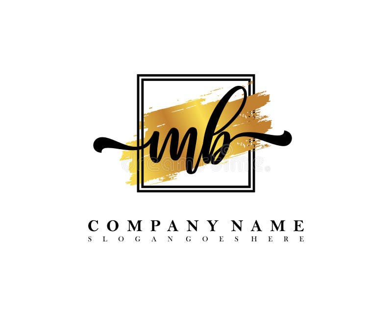 MB Initial Handwriting Logo and Gold Brush Template Stock Vector ...