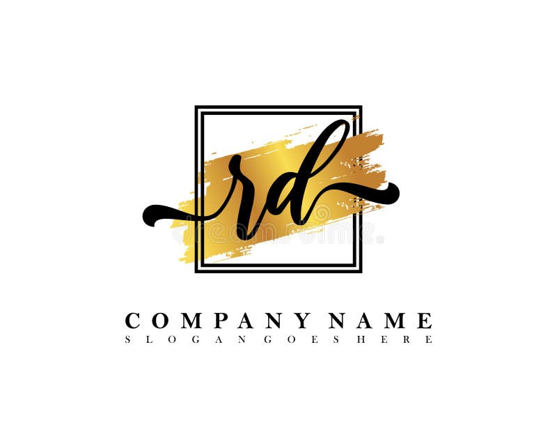 RD Initial Heart Shape Gold Color Later Logo Design Stock Vector ...