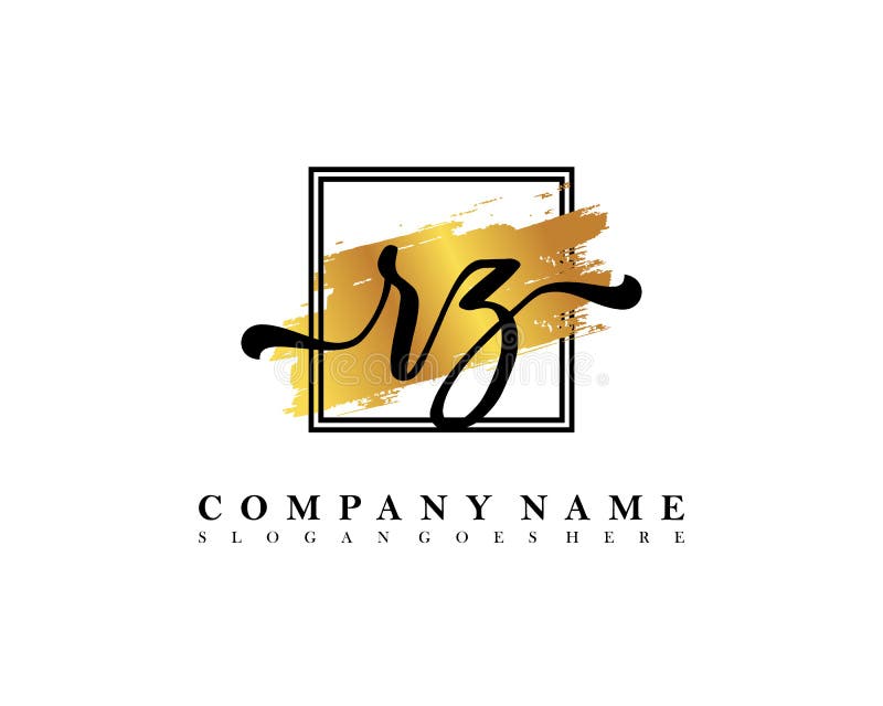 RZ Initial Handwriting Logo and Gold Brush Template Stock Vector ...