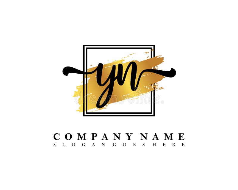 YN Initial Handwriting Logo and Gold Brush Template Stock Vector ...