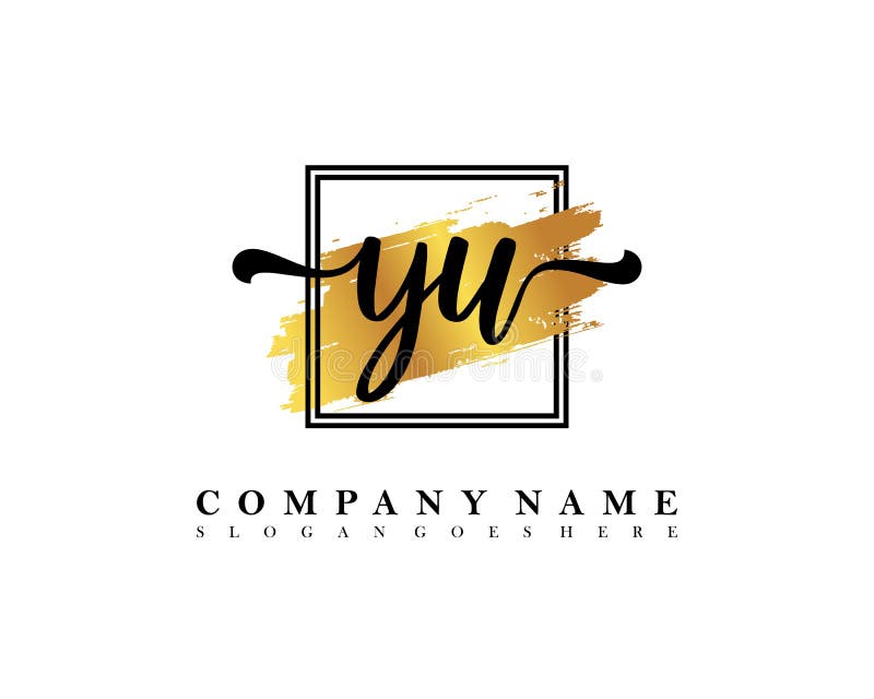 YU Initial Handwriting Logo and Gold Brush Template Stock Vector ...