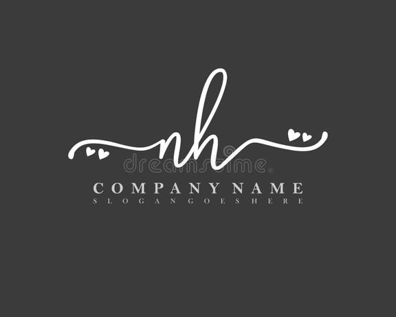 NH Initial Handwriting Logo Template Stock Vector - Illustration of ...