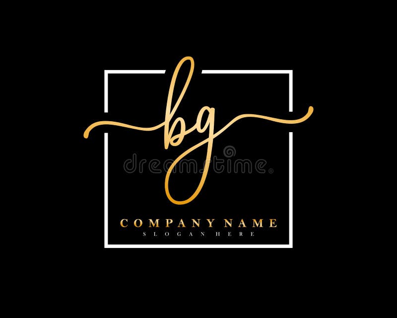 BG Initial Handwriting with Square Frame Stock Vector - Illustration of ...