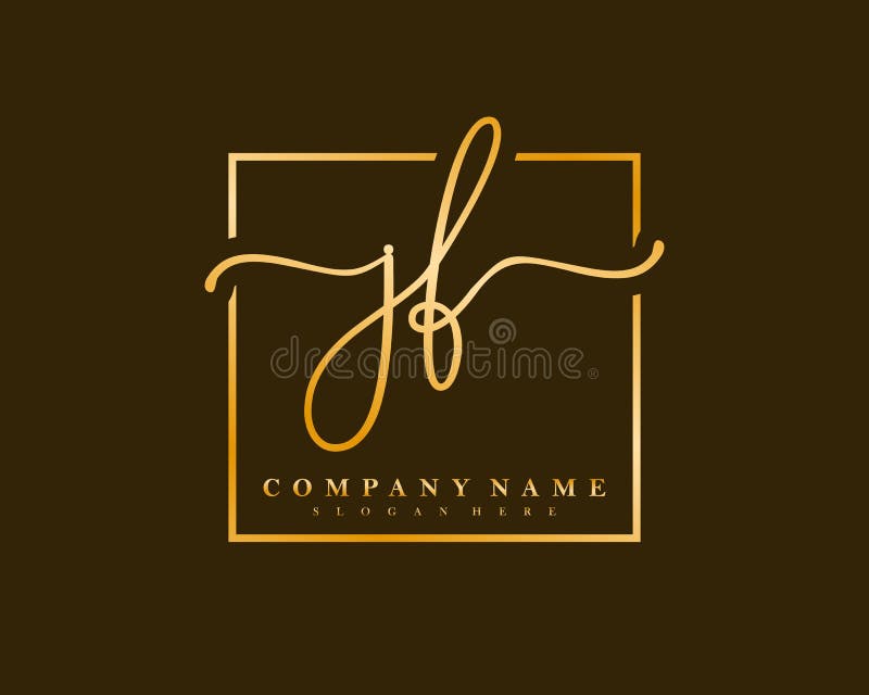 JF Initial Handwriting with Square Frame Stock Vector - Illustration of ...