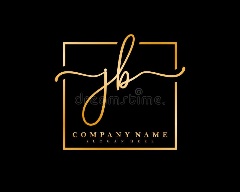 JB Initial Handwriting with Square Frame Stock Vector - Illustration of ...
