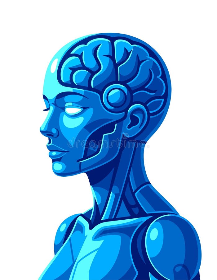 Ai Female Android Head Profile Artificial Intelligence Brain Machine ...