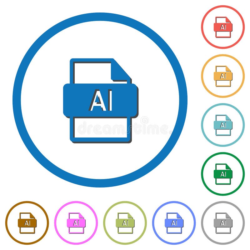 AI File Format Icons with Shadows and Outlines Stock Vector ...