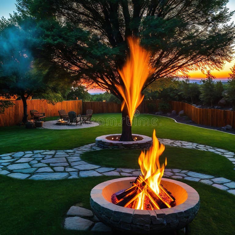 Ai Fire Pit and Burning Fire Stock Illustration - Illustration of camp ...