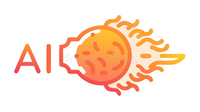 AI Fire Sun Vector Illustration, Intelligent Energy, Vector Design ...