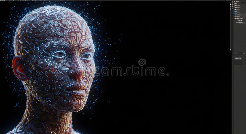 AI Fractured Face stock illustration. Illustration of fiction - 373448379
