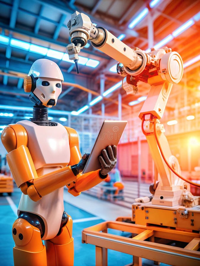 AI and the Future of Robotics in Industry Stock Illustration ...