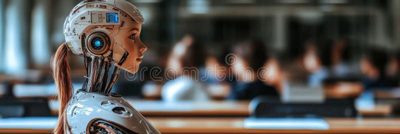 AI, Future Tech Robot Woman with Artificial Intelligence in a Busy ...