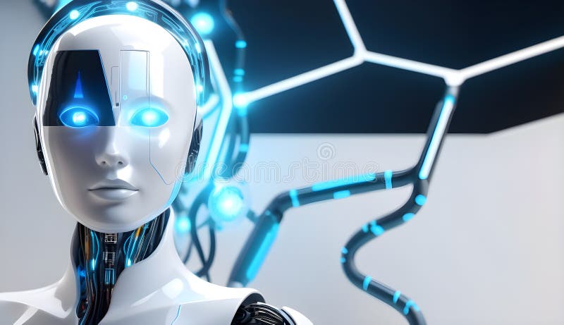 AI Future Technology Concept Robotic Science Bokeh Background Stock Illustration - Illustration ...