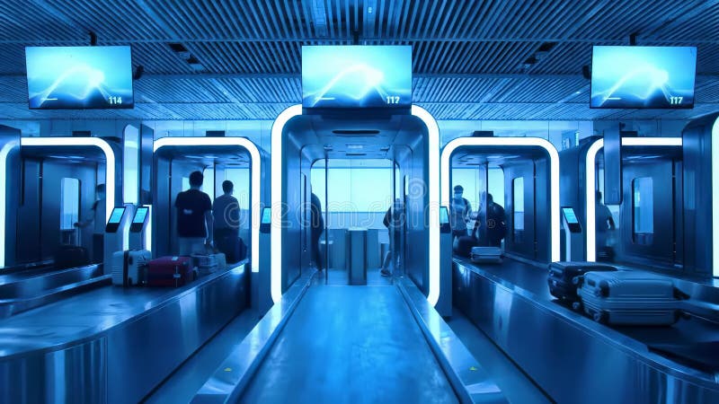 AI Futuristic Airport Security with Neon Lights Stock Footage - Video ...