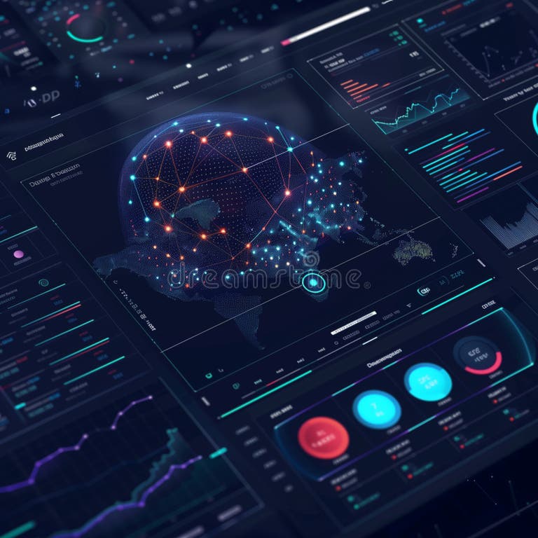 AI Futuristic Dark-theme Digital Product Interface with Real-time ...