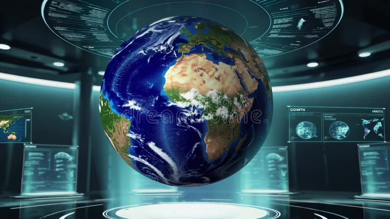 AI Futuristic Digital Earth Shown in Hi-tech Place Stock Video - Video ...