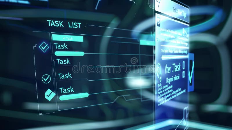 AI Futuristic Digital Task List with Holographic Design Stock Video - Video of neon, progress ...