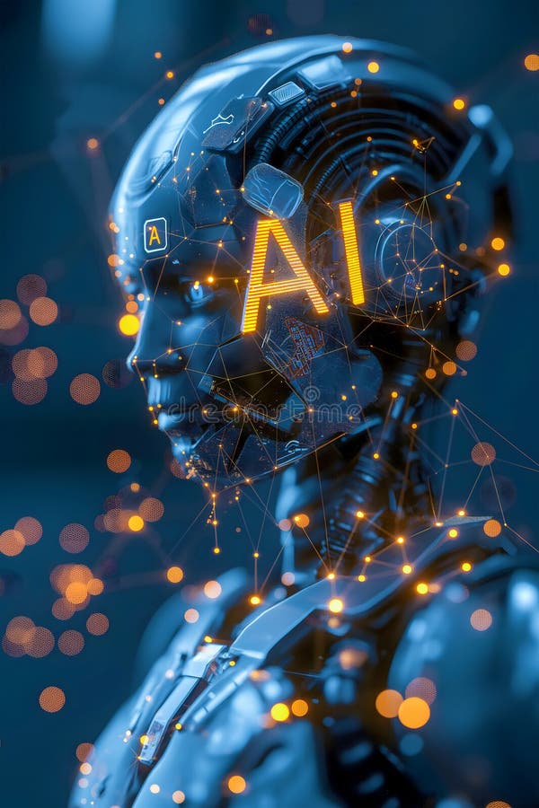 AI on a Futuristic Humanoid Represents the Idea of Digital Artificial ...
