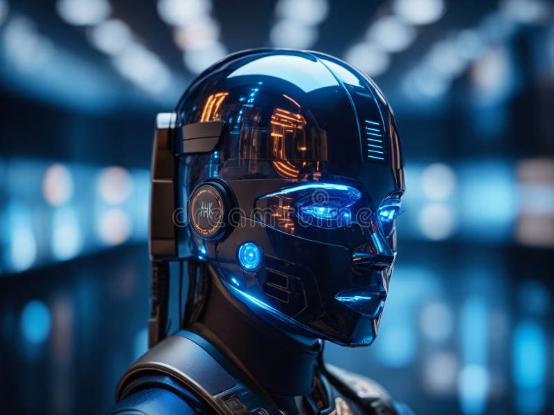 AI Modern Futuristic Blue Robot Stock Illustration - Illustration of ...