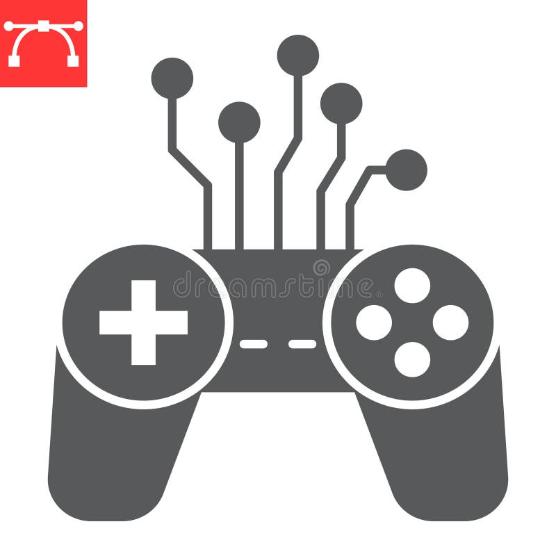 AI game glyph icon stock vector. Illustration of pictogram - 282282510