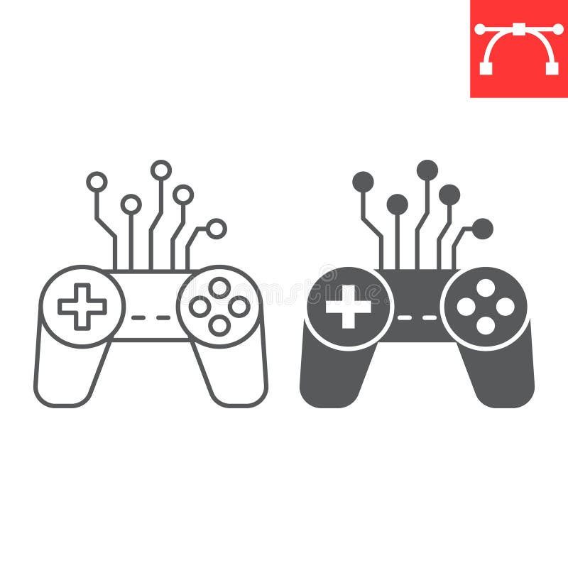 AI Game Line and Glyph Icon Stock Vector - Illustration of editable ...