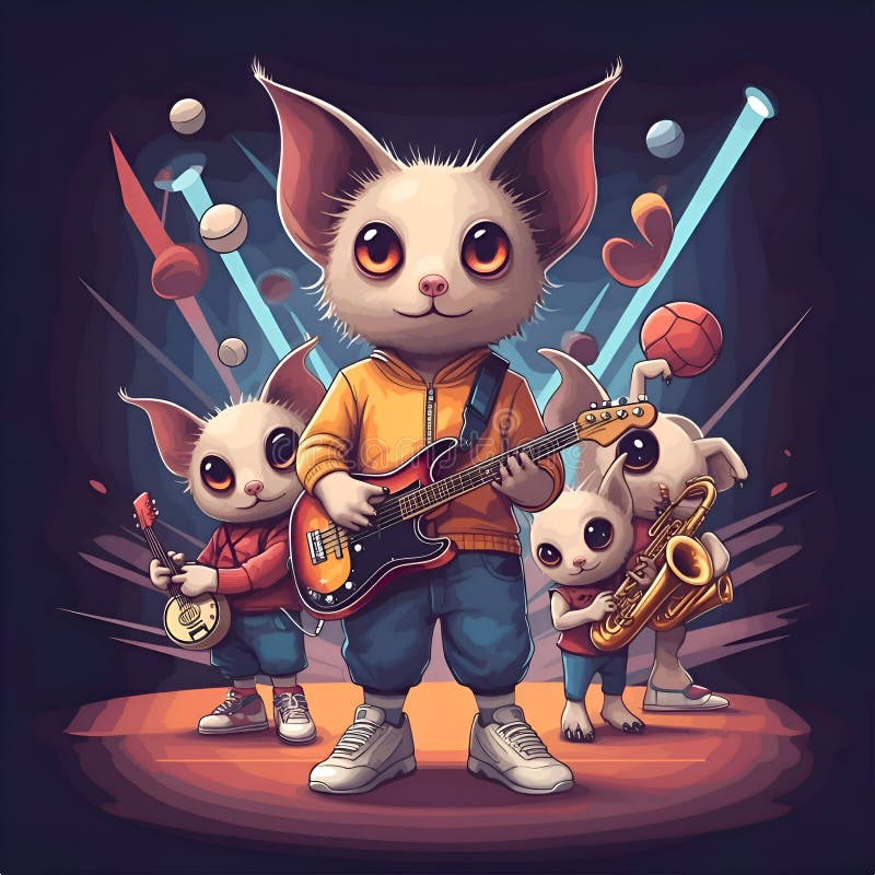 AI Geantior: Whimsical Band Performance Stock Illustration ...