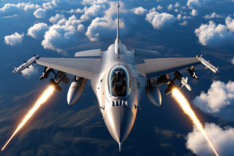 A Fighter Jet Engaging in a Dogfight, with Tracer Rounds and Missiles ...