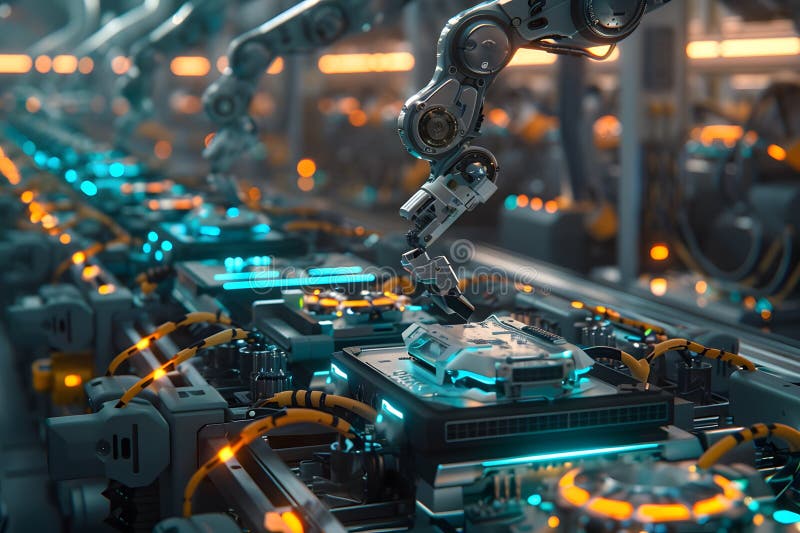 Advanced Robotics Arms Meticulously Assembling Intricate Components of ...