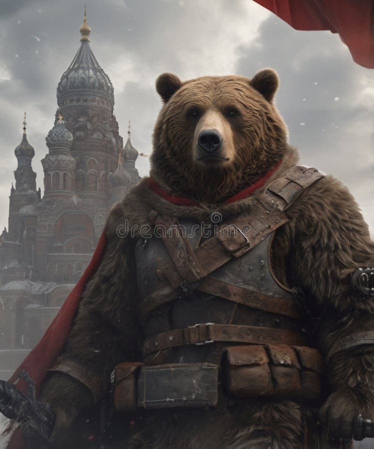 A Bear in a Armor with a Red Sash on it Stock Illustration ...