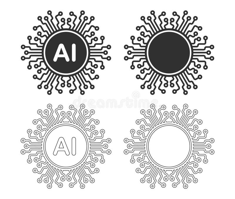 AI Generate Icon, Machine Learning Micropchip Symbol, ML Icon ...